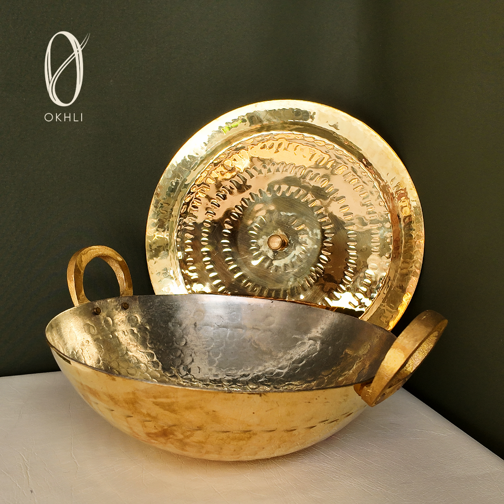 Brass Wok (Round Bottom - with lid) | Okhli Australia